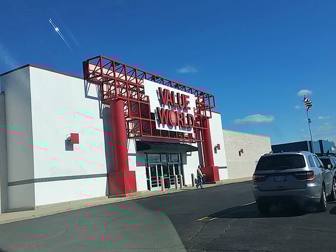 The grand entrance of Westland's Value World promises an adventure that's part treasure hunt, part time machine.