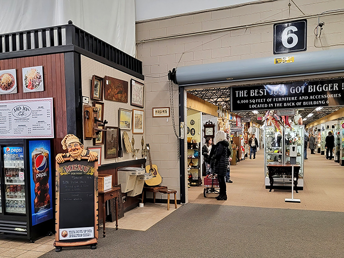 "The best just got bigger!" promises the sign to Building 6, where additional square footage houses even more nostalgia per square inch.