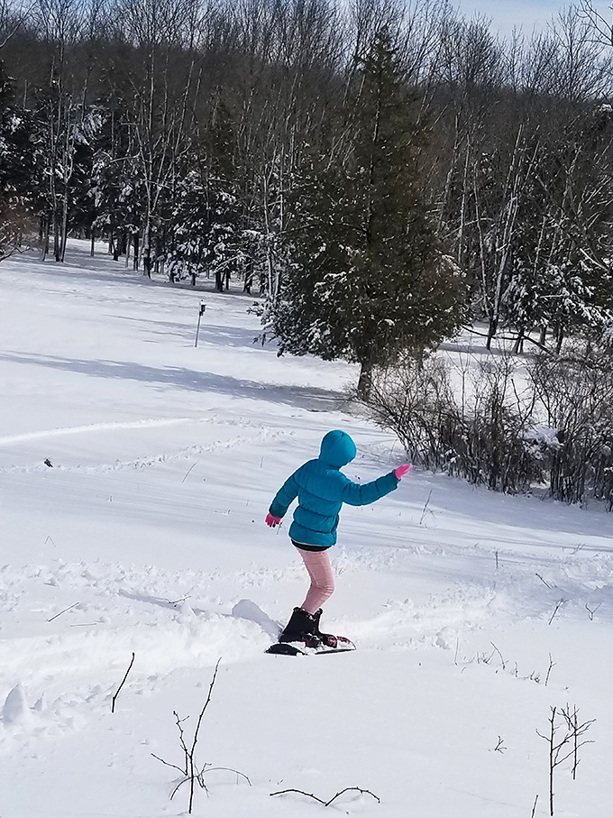 Winter wonderland in motion. Snowshoeing transforms Nockamixon's familiar trails into an entirely new landscape waiting to be explored one careful step at a time.
