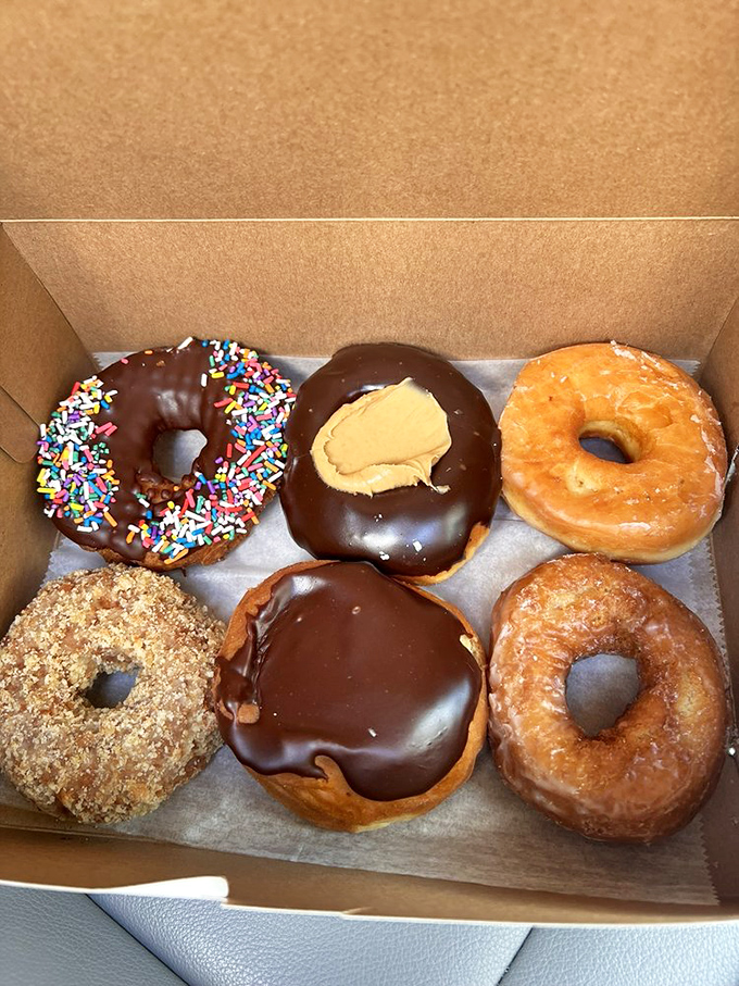 Donut diplomacy at its finest&mdash;chocolate with sprinkles for the kid in you, Buckeye-inspired for the Ohioan, and glazed for the purist.