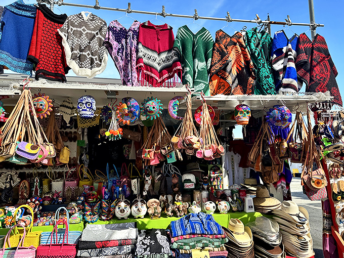 A cultural tapestry woven in textiles and trinkets. These vibrant handicrafts bring Mexico's artistic heritage to California's doorstep.