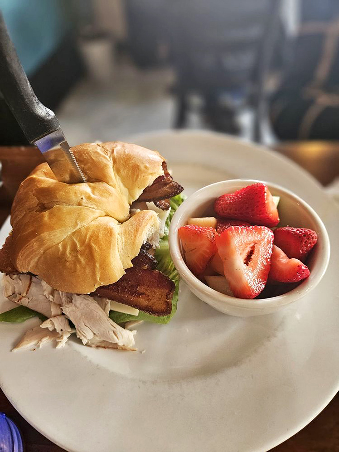 A croissant sandwich that brings together turkey, bacon, and avocado&mdash;the breakfast equivalent of a perfectly cast movie trio.