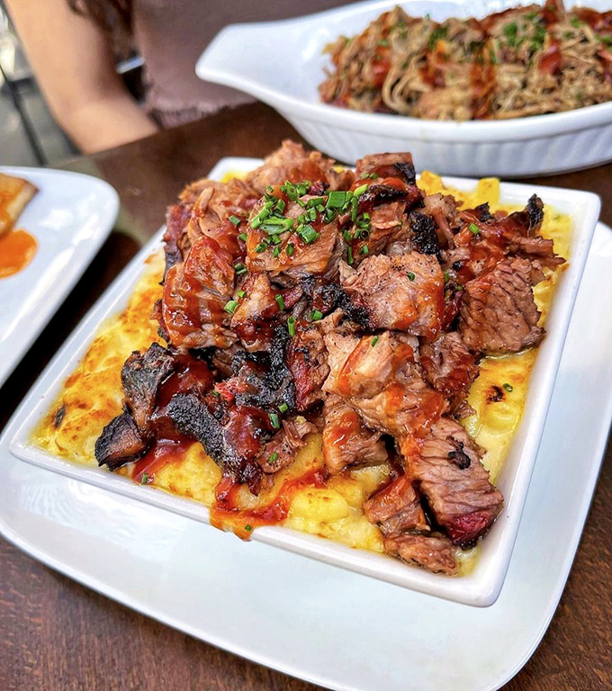 BBQ meets mac and cheese in a collaboration that deserves its own Netflix special. Comfort food having a very good hair day.