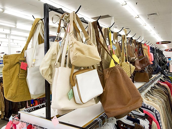 Handbag heaven exists, and it's hanging right here—designer-inspired totes and vintage leather purses waiting for their second chance at accessorizing greatness.