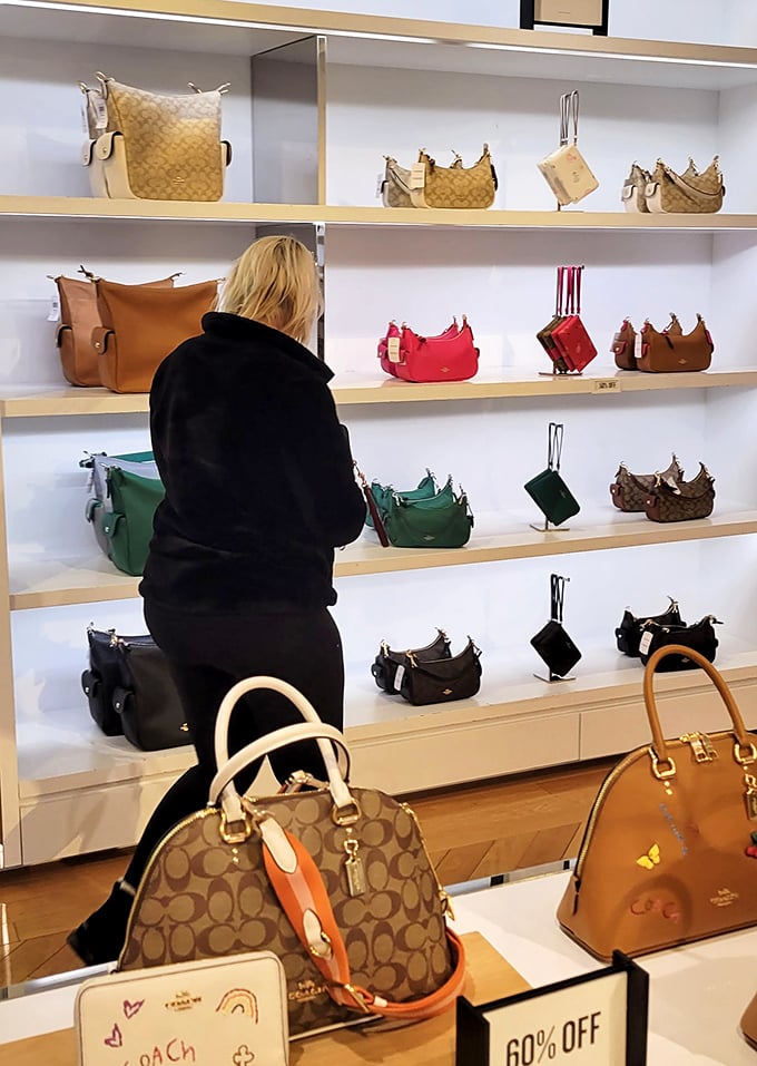 Handbag heaven or wallet purgatory? Coach displays its legendary leather goods at prices that make "60% OFF" the three most beautiful words in the English language.