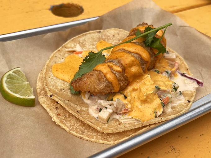 This isn't just a fish taco &ndash; it's a coastal California dream with beer-battered perfection and a sauce that deserves its own fan club.