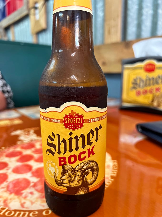 When in Texas (even Florida's version), do as Texans do. Shiner Bock&mdash;the perfect companion for washing down smoky, spicy barbecue goodness.