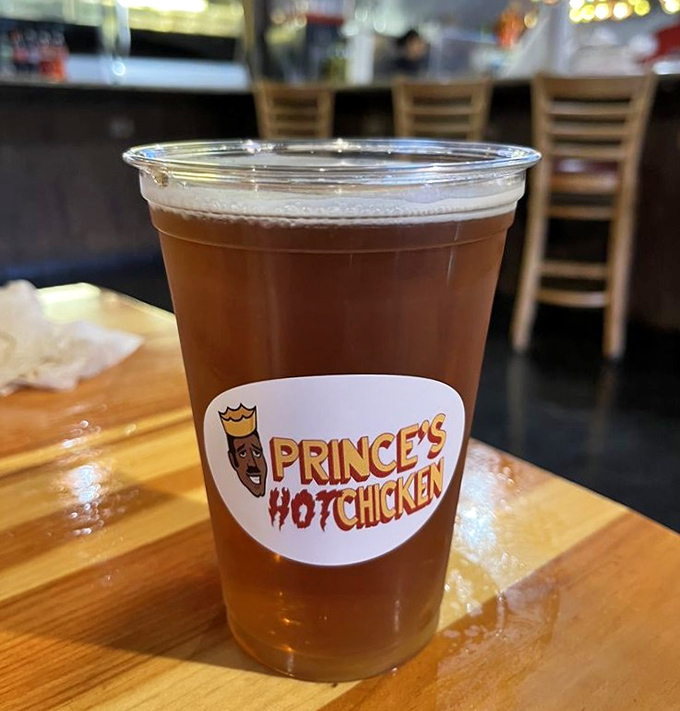Sweet tea's sophisticated cousin – a cold beer bearing the Prince's logo. Nothing tames the flames quite like this golden elixir.