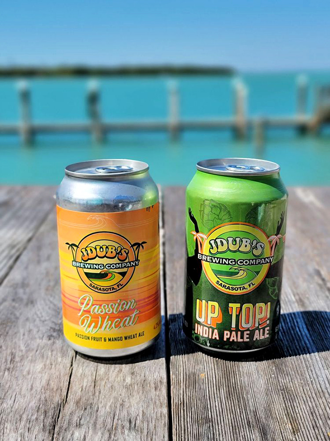 Local craft brews enjoying the view they were born to complement. JDub's brewing represents Sarasota in aluminum form, with flavors as bright as the water.