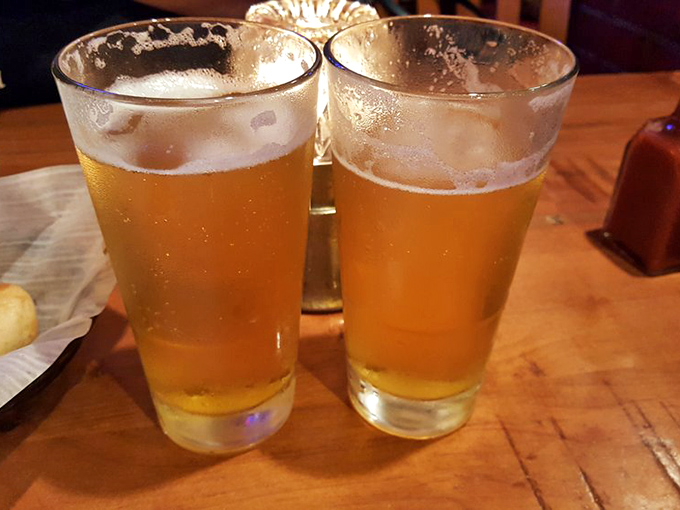 Two frosty beers waiting to tame the spice and complement the smoke. In Memphis, this is what philosophers call "achieving perfect balance."