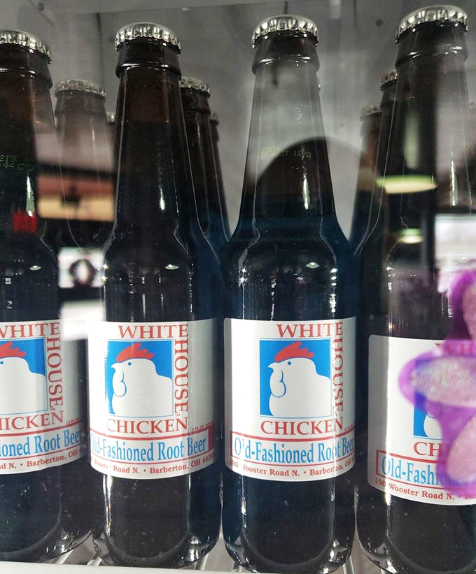 Even the root beer wears the chicken logo proudly. In Barberton, the chicken doesn't just rule the roost&mdash;it's on the beverages too.
