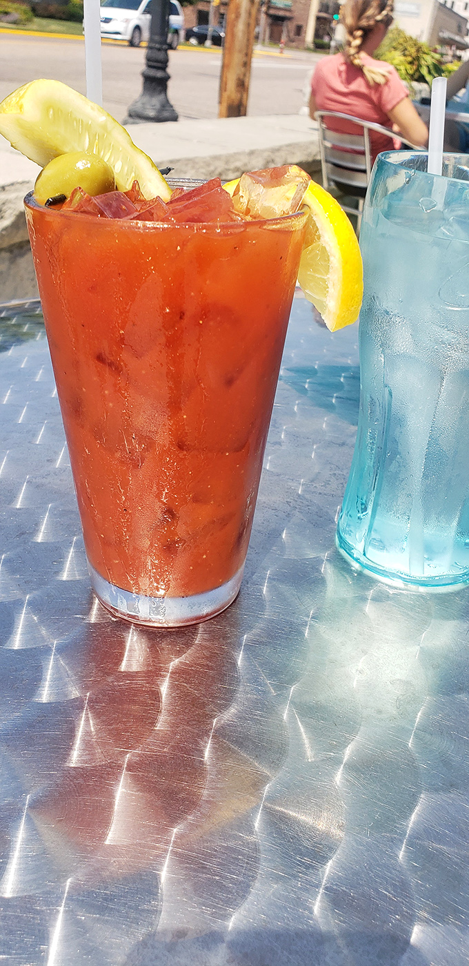 A Bloody Mary that's practically a meal unto itself. That pickle and lemon aren't garnishes&mdash;they're exclamation points at the end of a delicious sentence.