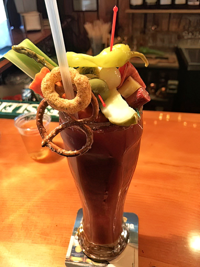 The Bloody Mary that thinks it's a salad bar. Garnished with enough snacks to count as an appetizer&mdash;Wisconsin doesn't do anything halfway.