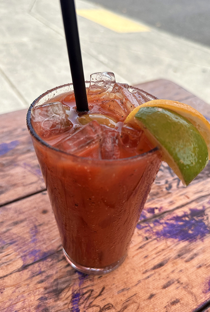A Bloody Mary that means business. The perfect companion while you wait for that legendary chicken to emerge from the fryer.