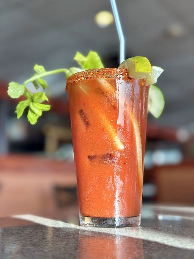 A Bloody Mary that's practically a meal, complete with celery garnish. The perfect coastal companion whether you're celebrating or recovering.