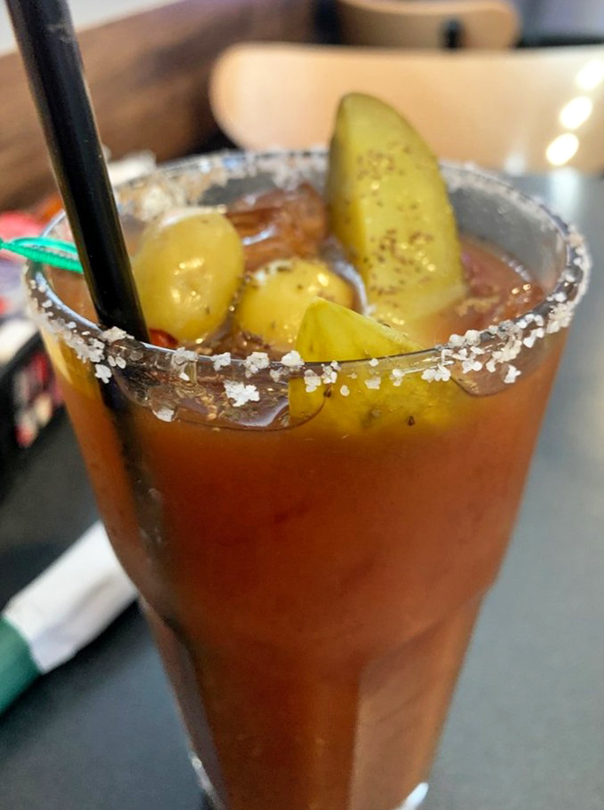 A proper Bloody Mary isn't just a drink&mdash;it's a meal with a kick. Those pickle spears standing at attention are the morning's first salute.