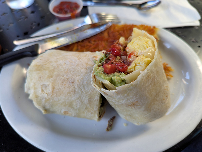 This breakfast burrito isn't just a meal&mdash;it's a commitment. Stuffed with eggs, avocado, and fresh salsa, it's California's entire agricultural bounty wrapped in a warm tortilla.
