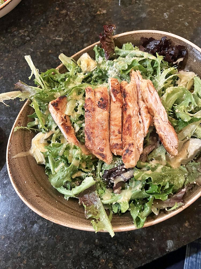 A Caesar salad that Julius himself would approve of &ndash; simple ingredients treated with respect and topped with perfectly grilled chicken.