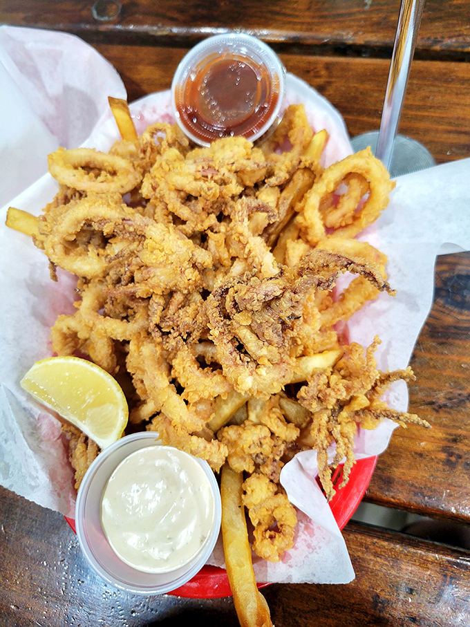 Calamari that reminds you why humans invented frying in the first place. Crispy, tender, and utterly worth the journey.