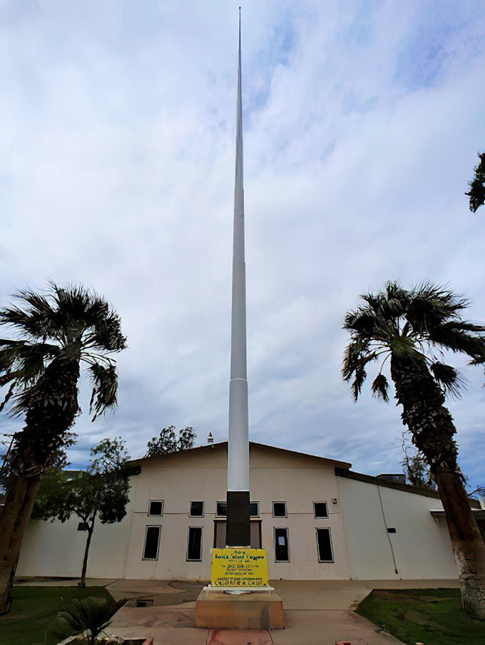 Calipatria's famous flagpole reaches skyward like a modern obelisk &ndash; the town's way of saying "we may be below sea level, but we still stand tall."