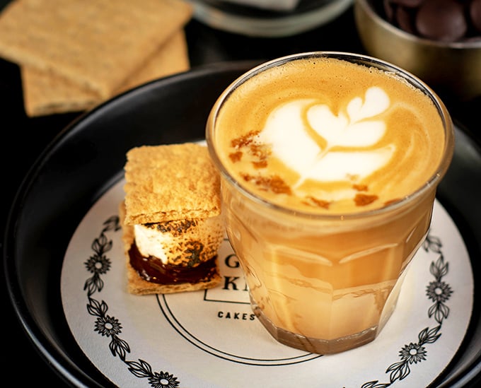 Coffee and s'mores unite in this cappuccino pairing&mdash;proof that childhood campfire memories and grown-up caffeine needs can coexist beautifully on one plate.