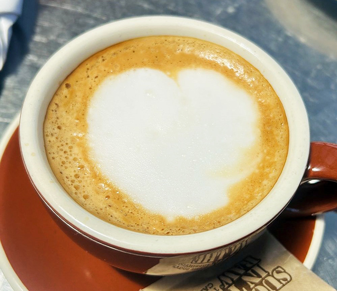 Coffee art that's almost too pretty to drink. Almost. This heart-shaped foam is San Francisco's way of saying "bonjour" to your morning.