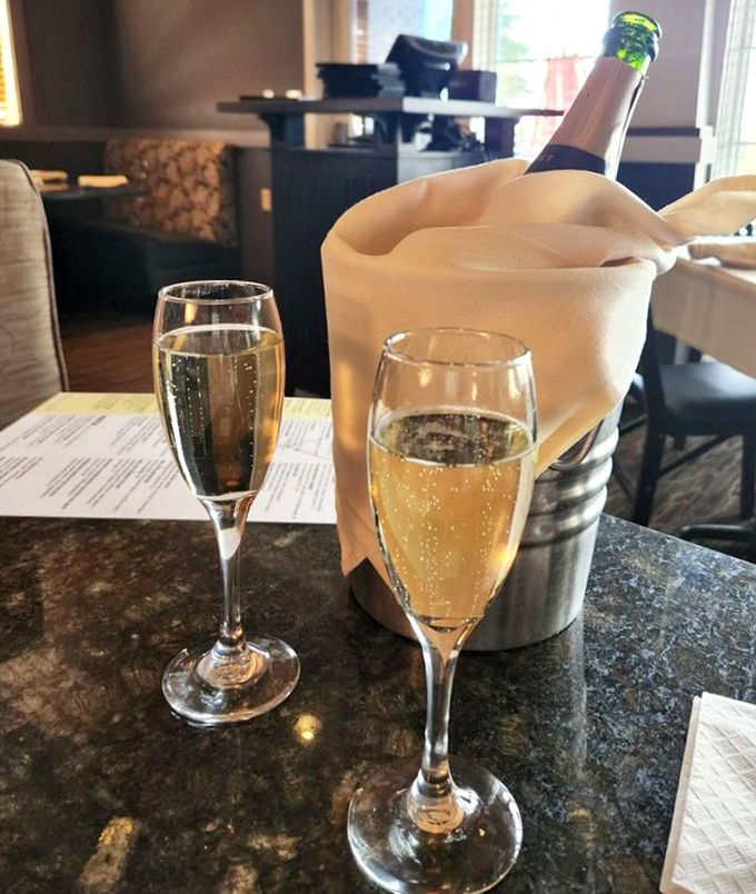 Nothing says celebration quite like champagne bubbles dancing in crystal glasses, elevating any meal to special occasion status.