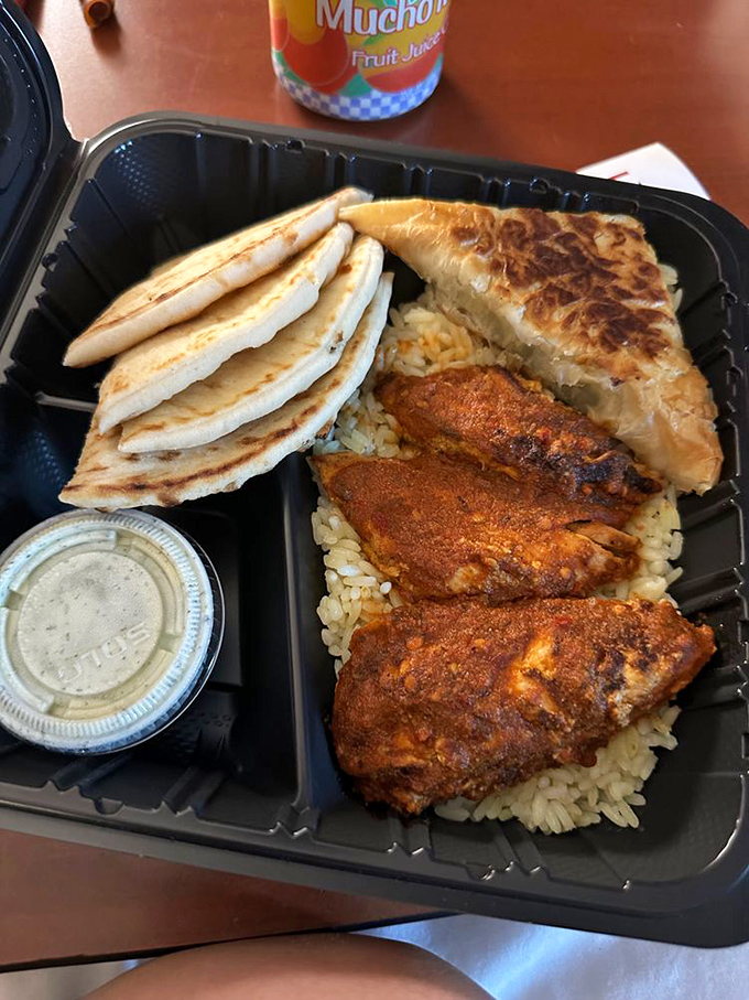 The chicken and spanakopita combo proves that indecision can sometimes lead to the best decisions. Why choose when you can have both?