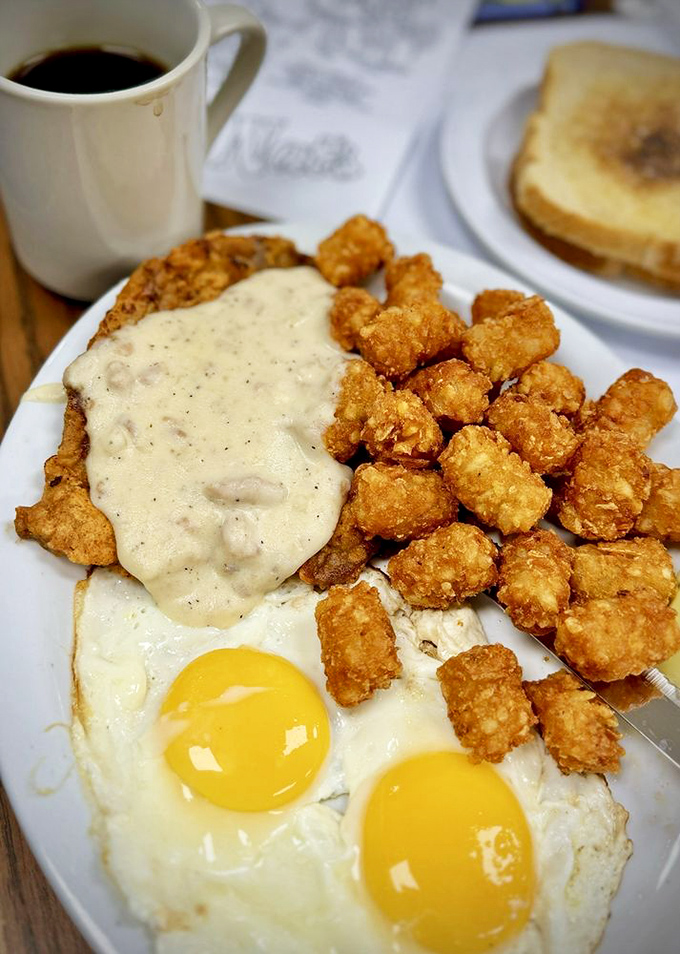 Country-fried steak with gravy and sunny-side-up eggs&mdash;because sometimes breakfast should be hearty enough to fuel a cattle drive or just your Tuesday.