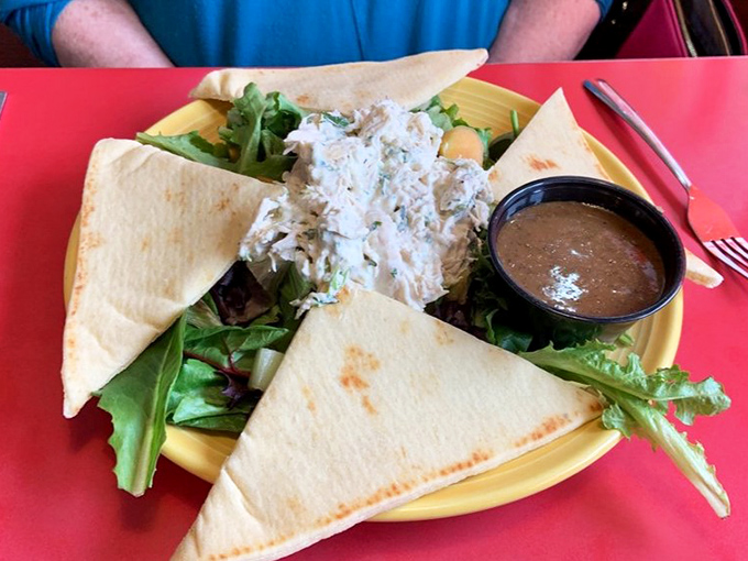 Fresh chicken salad wrapped with care, proving that healthy choices can be absolutely satisfying and delicious.