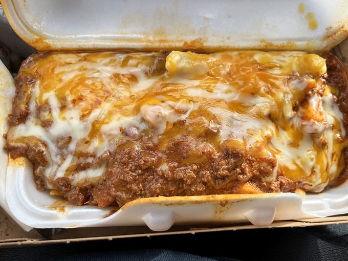 Behold the chili cheese burrito&mdash;where molten cheese cascades over savory chili in a styrofoam container that barely contains all that deliciousness.