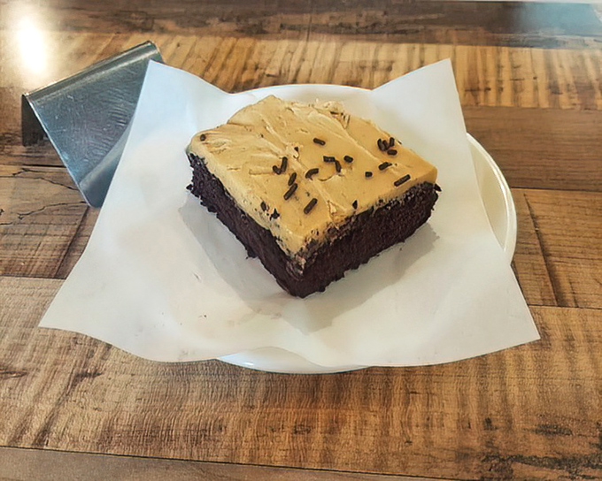 This chocolate brownie isn't having an identity crisis&mdash;it knows exactly what it is: the perfect marriage of cake and fudge, topped with buttercream confidence.