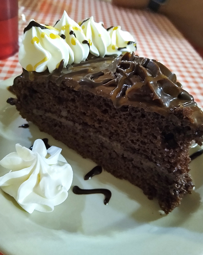 A slice of chocolate cake that doesn't just satisfy your sweet tooth&mdash;it throws a party for it, complete with whipped cream confetti.