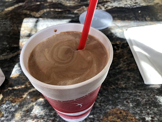 Chocolate peanut butter shakes this thick require serious commitment but reward you with liquid bliss.