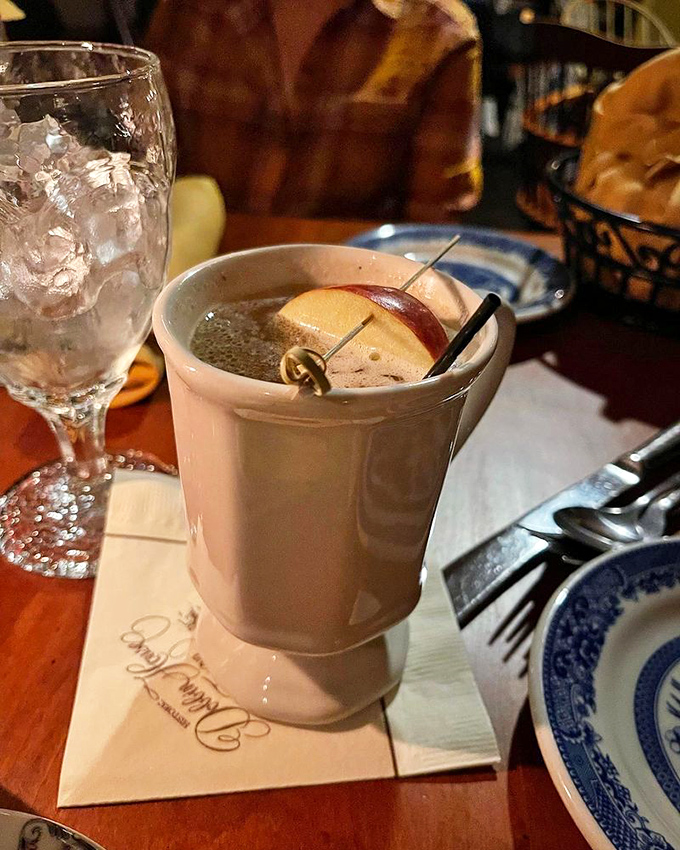 Colonial-era apple cider gets the grown-up treatment. Served in a traditional mug with a cinnamon stick, it's autumn in Pennsylvania distilled into liquid form.