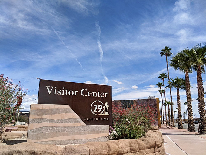 The Visitor Center welcomes desert pilgrims with the promise of air conditioning and maps&mdash;two essentials more precious than gold in summer months.