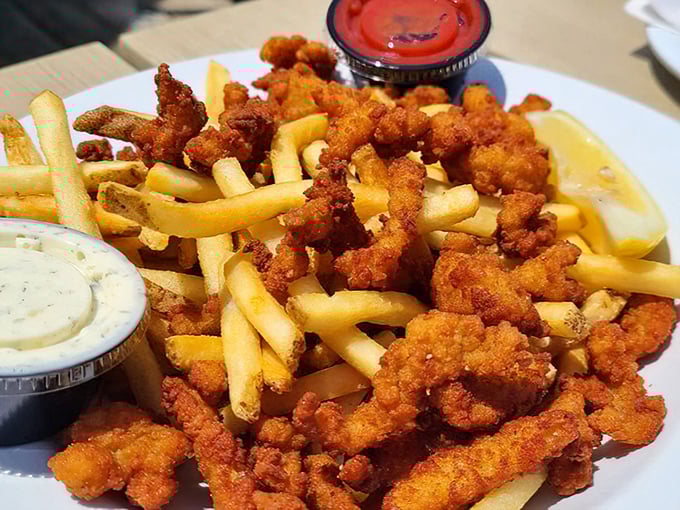 A glorious pile of fried clam strips and calamari that'll have you fighting over the last crispy morsel.