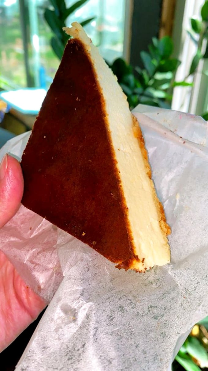 This slice of flan-topped cheesecake doesn't just cross borders&mdash;it erases them. Two dessert traditions merging into one perfect bite of cross-cultural deliciousness.
