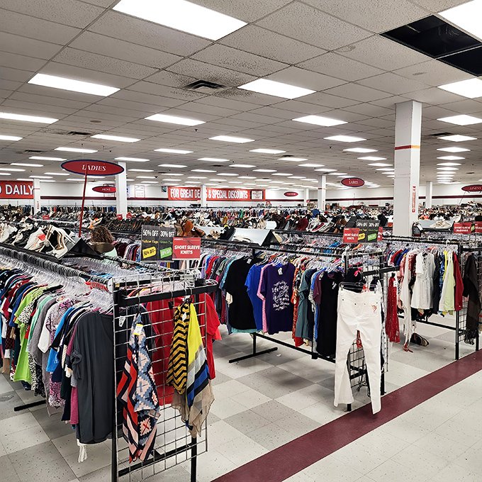 A kaleidoscope of colors and patterns. Somewhere in this fashion forest is the vintage gem you've been searching for.