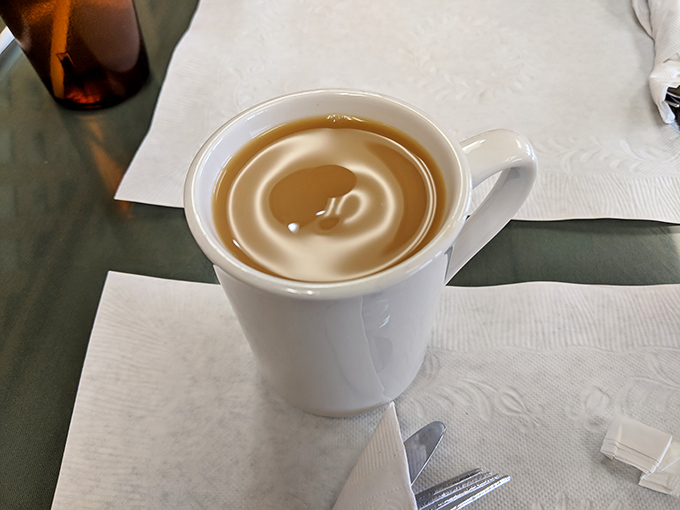 Coffee at Guilday's isn't trying to win barista competitions &ndash; it's trying to win your morning. Mission accomplished in this simple white mug.