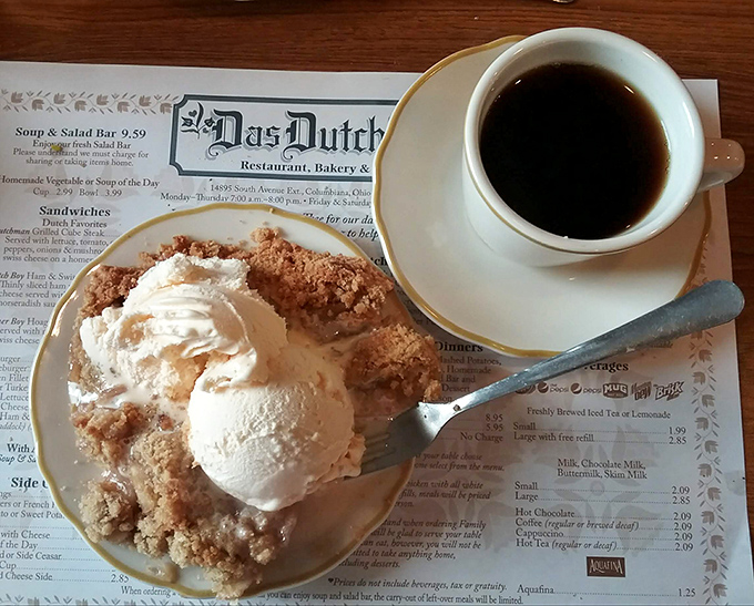 Apple crisp &agrave; la mode with coffee: the dessert equivalent of a warm hug after a long day. Simple pleasures are often the most profound.