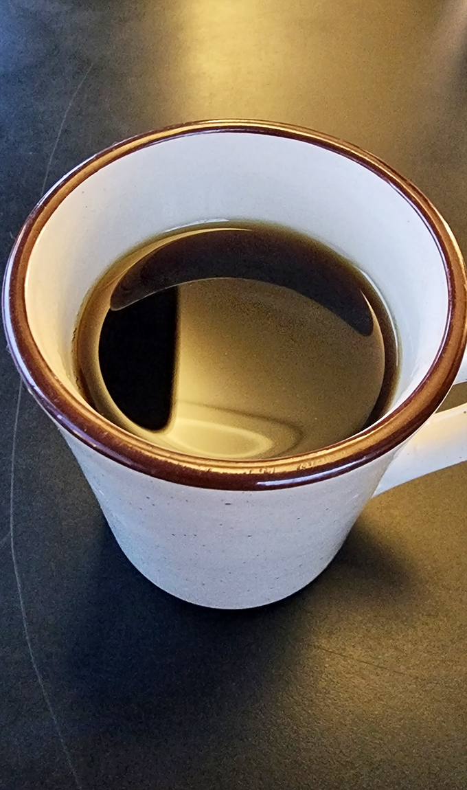 Just a simple cup of diner coffee, yet somehow more comforting than any fancy latte could ever hope to be.