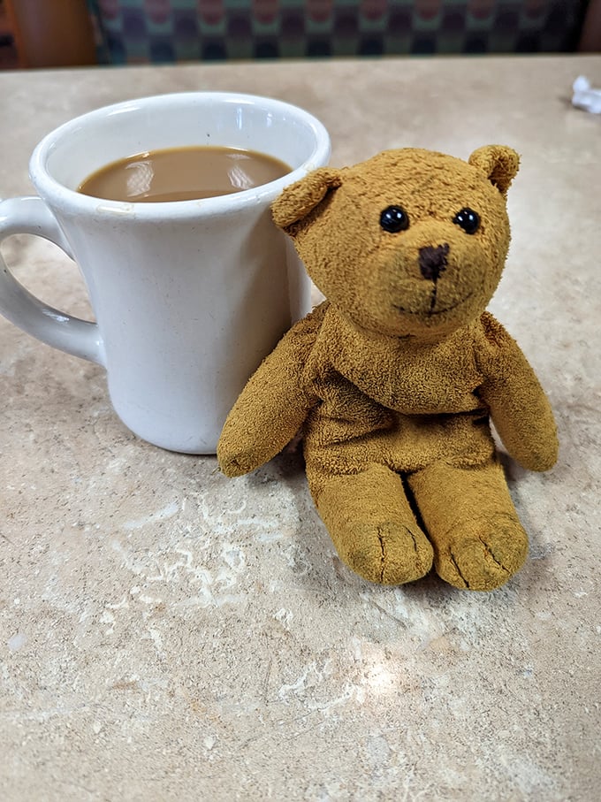 Even the coffee mug has a friend at Bartonville Diner. This teddy bear knows what you know&mdash;that diner coffee is the fuel that powers America's conversations.
