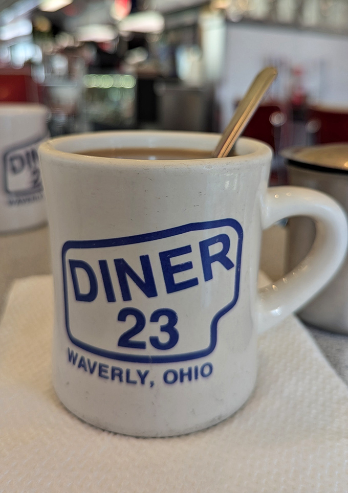 That iconic white mug says it all&mdash;straightforward diner coffee that keeps coming until you surrender. No fancy foam art needed.