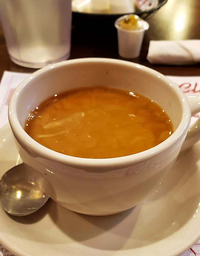 A simple cup of soup that promises to warm your soul. Sometimes the most basic offerings deliver the most profound comfort.