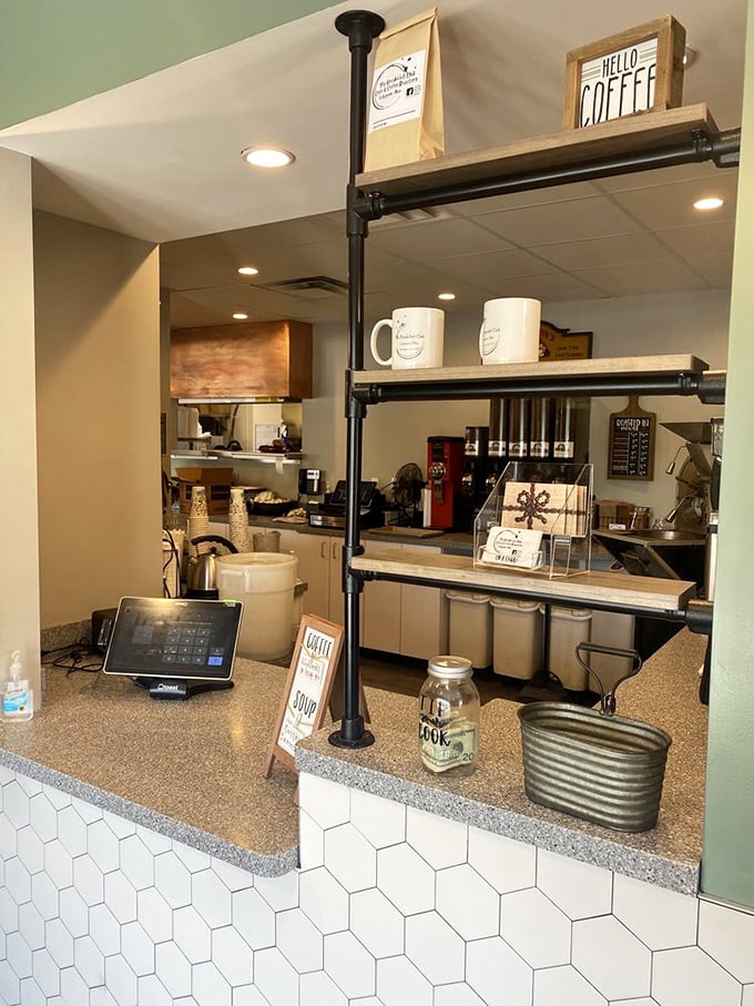 The coffee station stands ready like mission control for your morning launch, complete with mugs that practically whisper, "Fill me again."