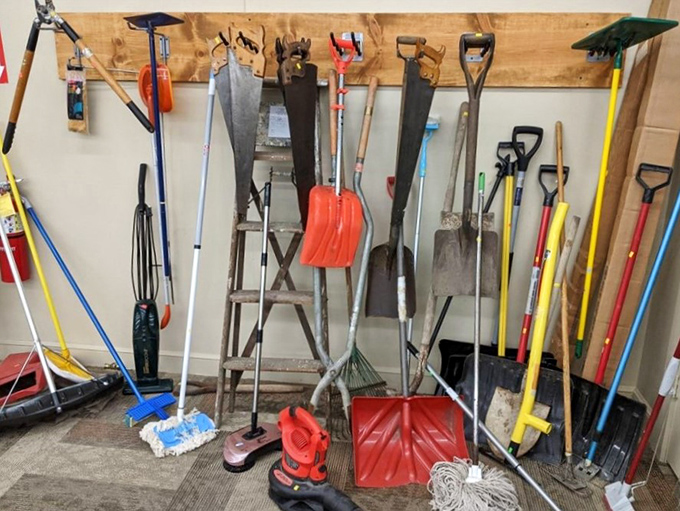 Tool department: where garden implements hang like modern art. One person's abandoned snow shovel becomes another's winter survival essential&mdash;all at prices that won't dig into your savings. 