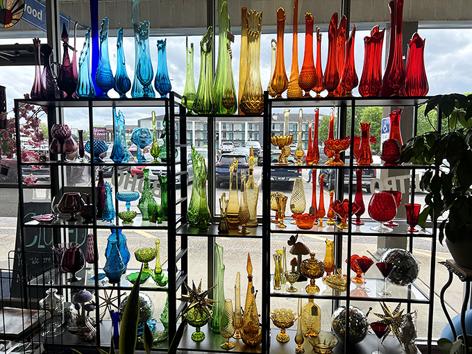 A rainbow of vintage glass catches the light like jewels&mdash;because who needs diamonds when you can have this Technicolor explosion?