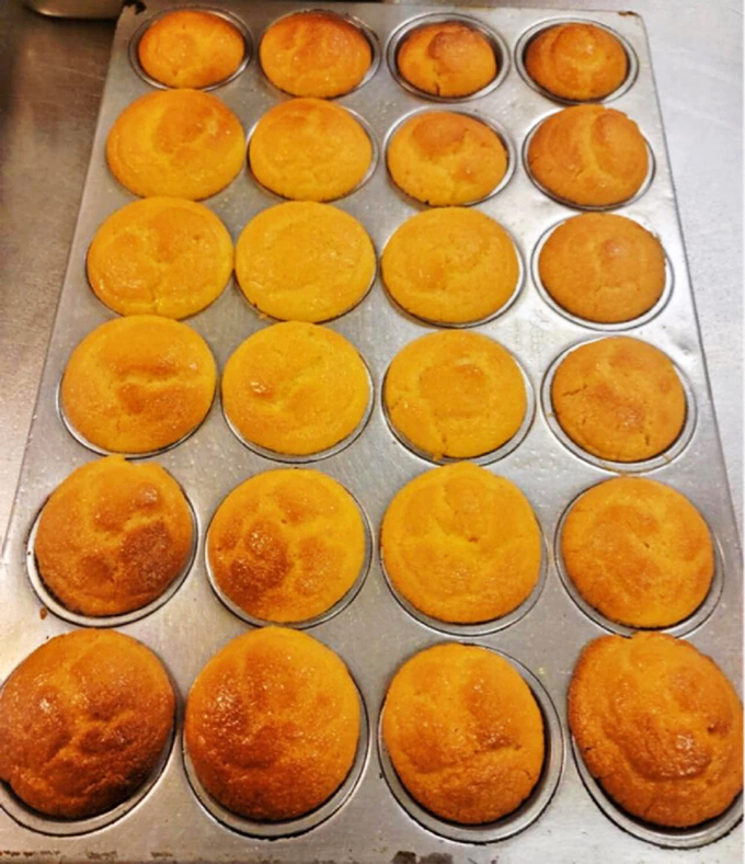 What might be dessert in a muffin tin. These purple-tinted treats are waiting their turn to join the flavor party. 