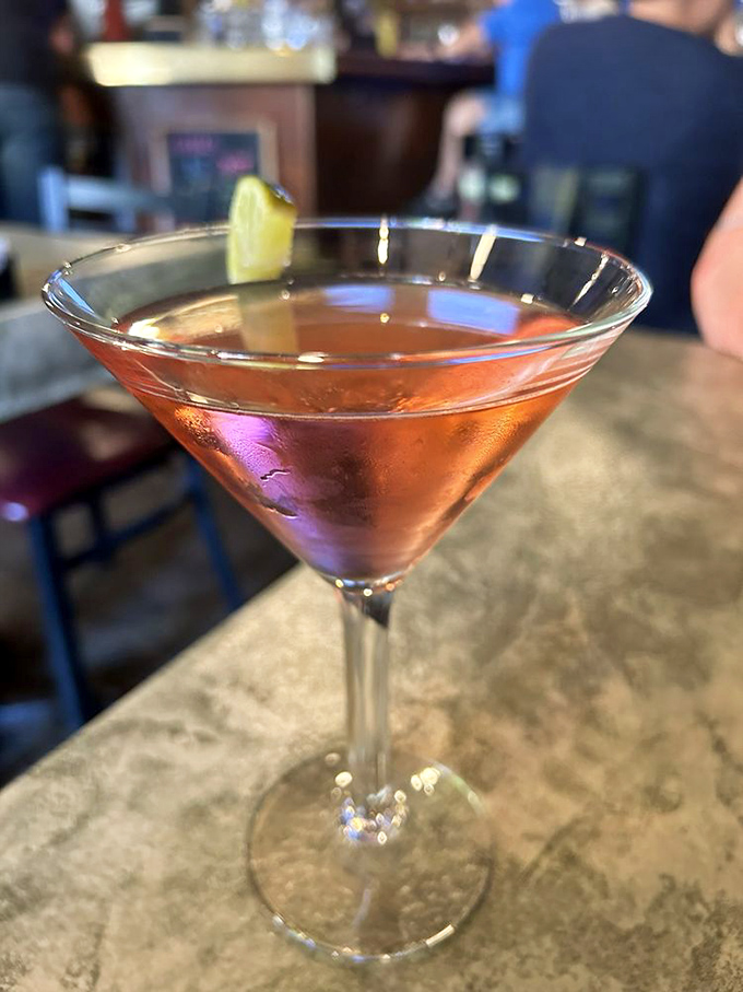 Even the cocktails at Old Mohawk have personality. This cosmopolitan isn't just mixed&mdash;it's crafted with the precision of a Swiss watchmaker.